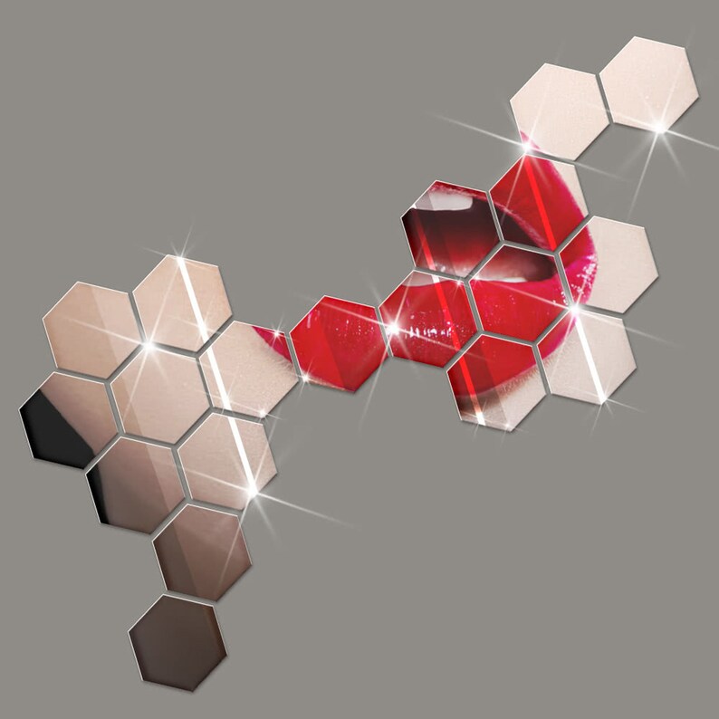12pcs Modern Adhesive Hexagonal 3d Diy Acrylic Wall Mirror Etsy
