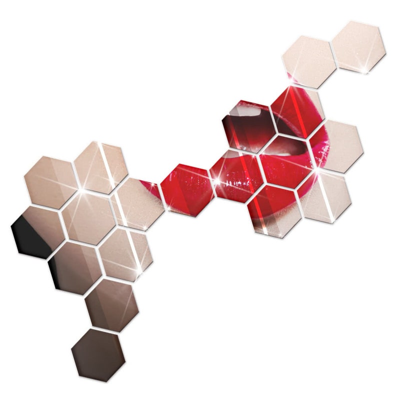 12pcs Modern Adhesive Hexagonal 3d Diy Acrylic Wall Mirror Etsy