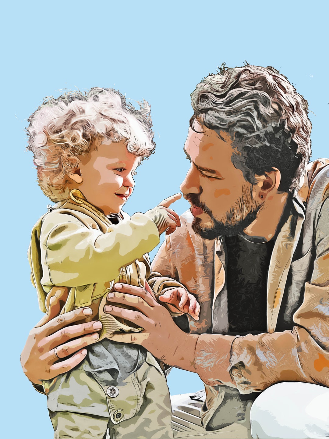 Fathers Day Custom Cartoon Portrait From Photo, Personalized Daddy ...
