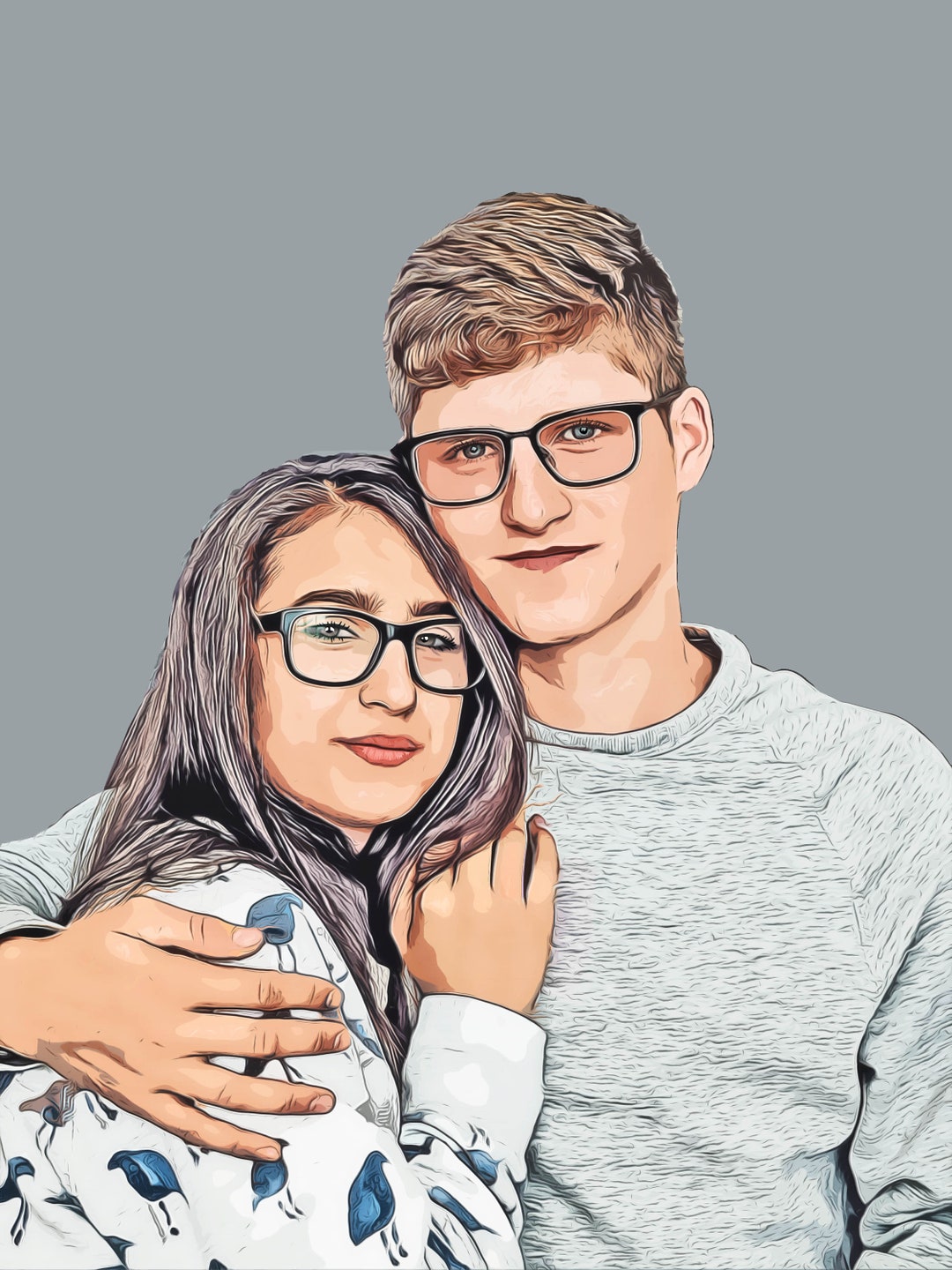 Custom Cartoon Drawing, Comic Couple Painting, Portrait From Photo ...
