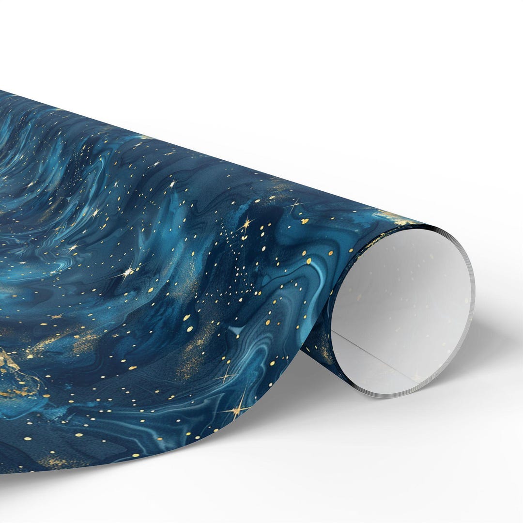 Celestial Star Wrapping Paper Night Sky Astronomy Wrapping Paper Navy ...