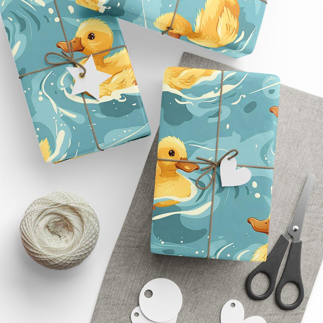Rubber Duck Wrapping Paper Baby Shower Wrapping Paper Baby Neutral ...