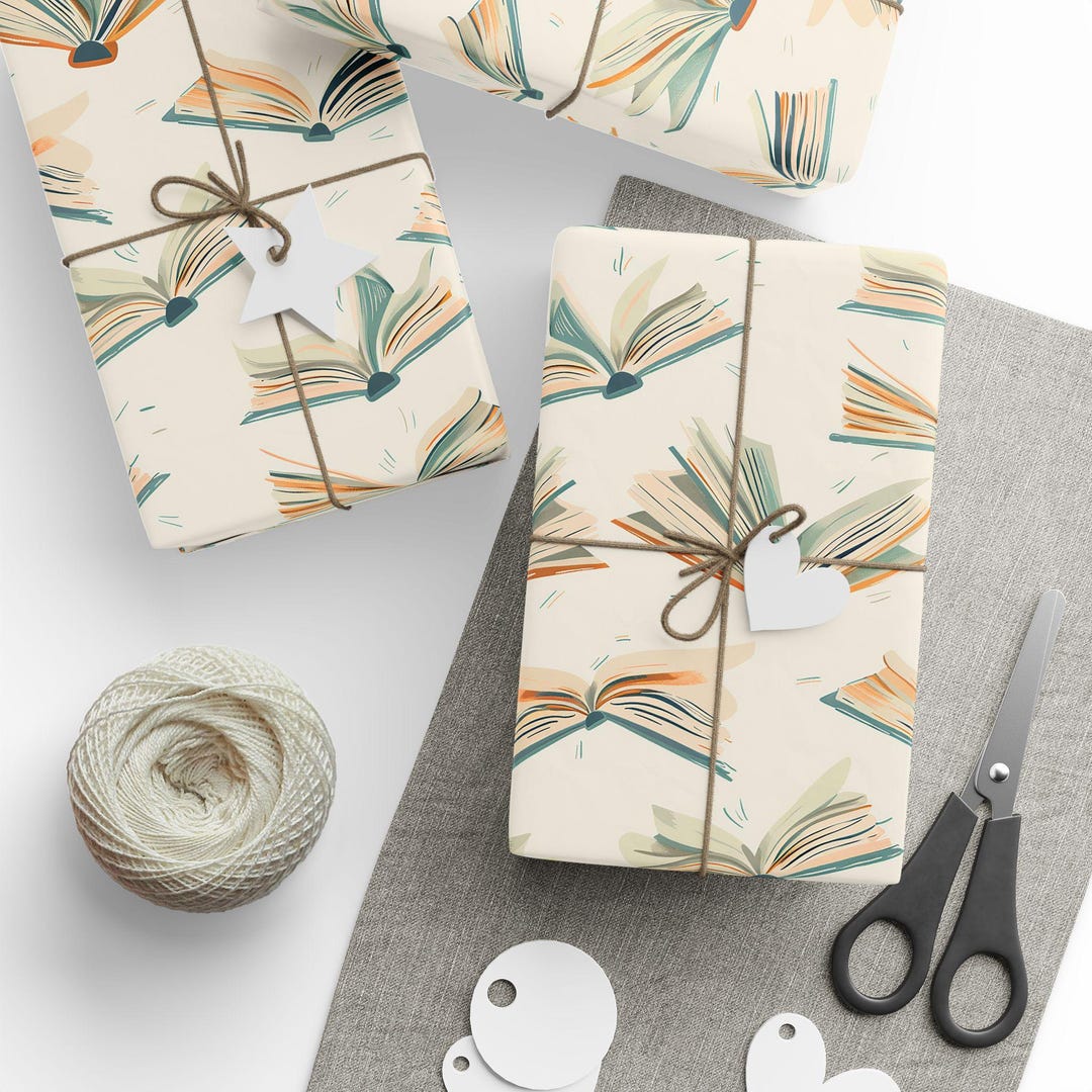Large Print Book Wrapping Paper Fun Book Gift Wrap Book Themed Gifts ...