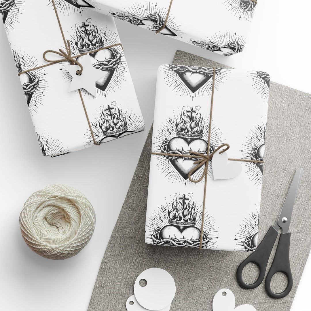 The Sacred Heart of Jesus Wrapping Paper Catholic Paper Catholic Images ...