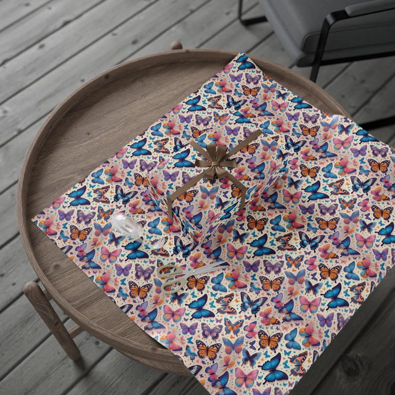 Girly Birthday Wrapping Paper, Butterfly Birthday Gift Wrap, Fun ...
