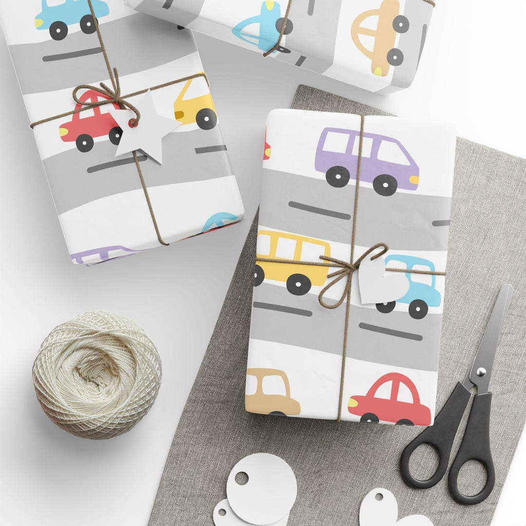 Cars Wrapping Paper Roll, Fun Cute Vehicle Gift Wrap, Boys Girls ...