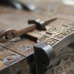 Rustic Wooden Medieval / Tudor Style Box for Jewellery or Small Ancient ...