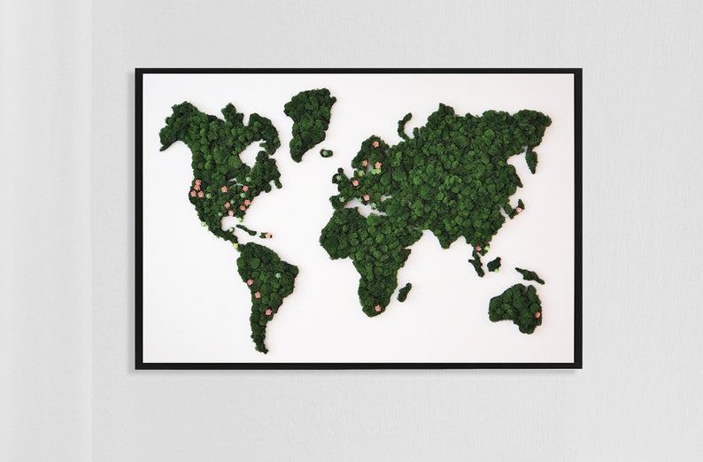 Personalized Moss World Map (places I've Been) - Etsy
