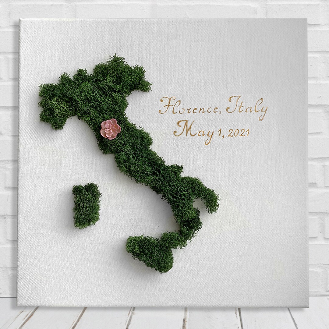 Personalized Moss Map country State or Continent - Etsy