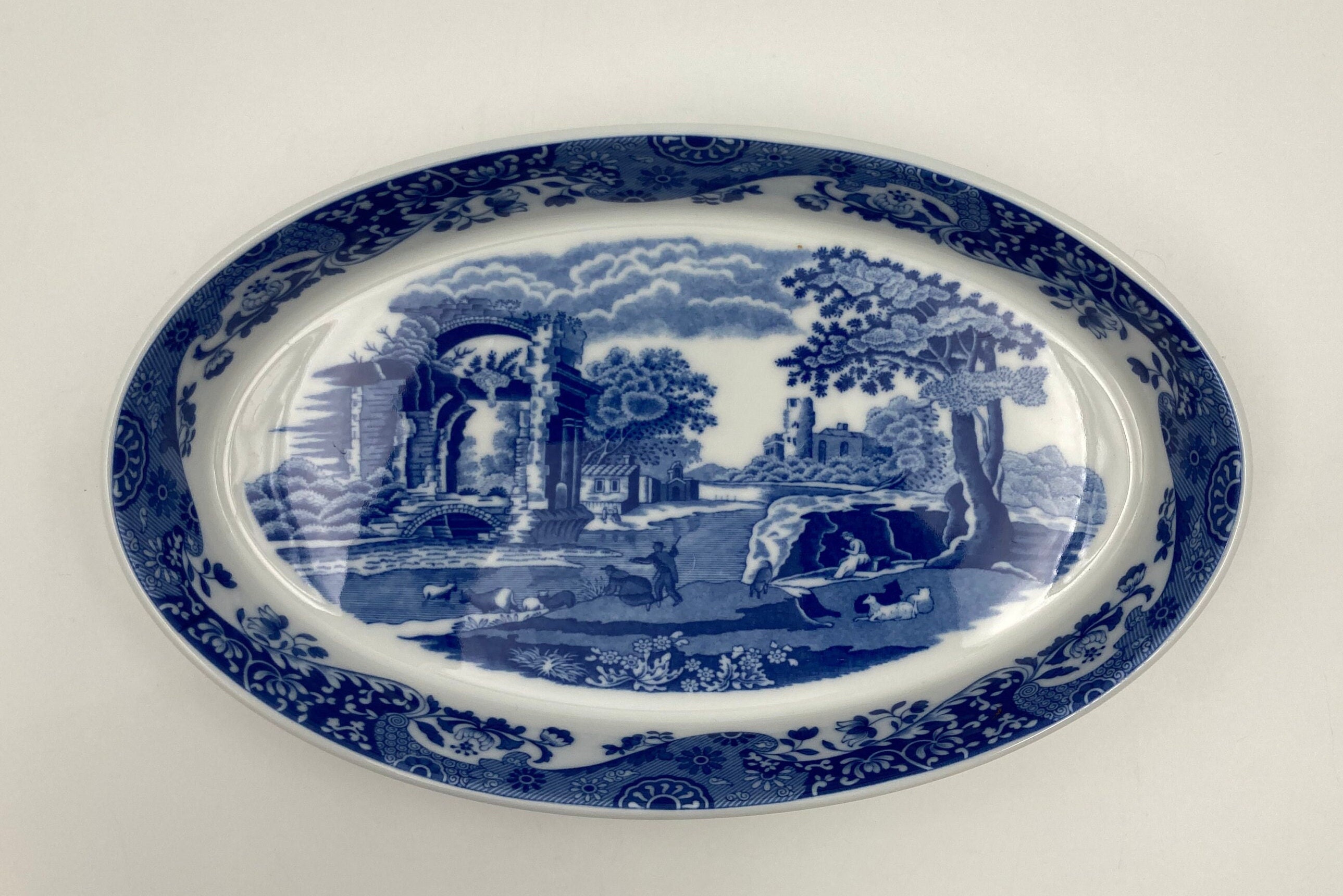 Vintage Spode Blue Transferware italian Oven to Table Oval Dish - Etsy