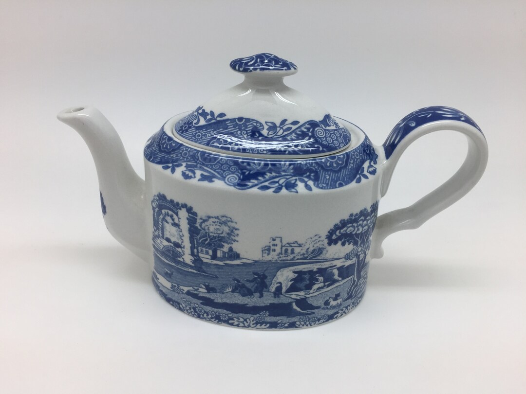 Vintage Spode Italian Miniature Teapot and Lid Blue Transferware - Etsy