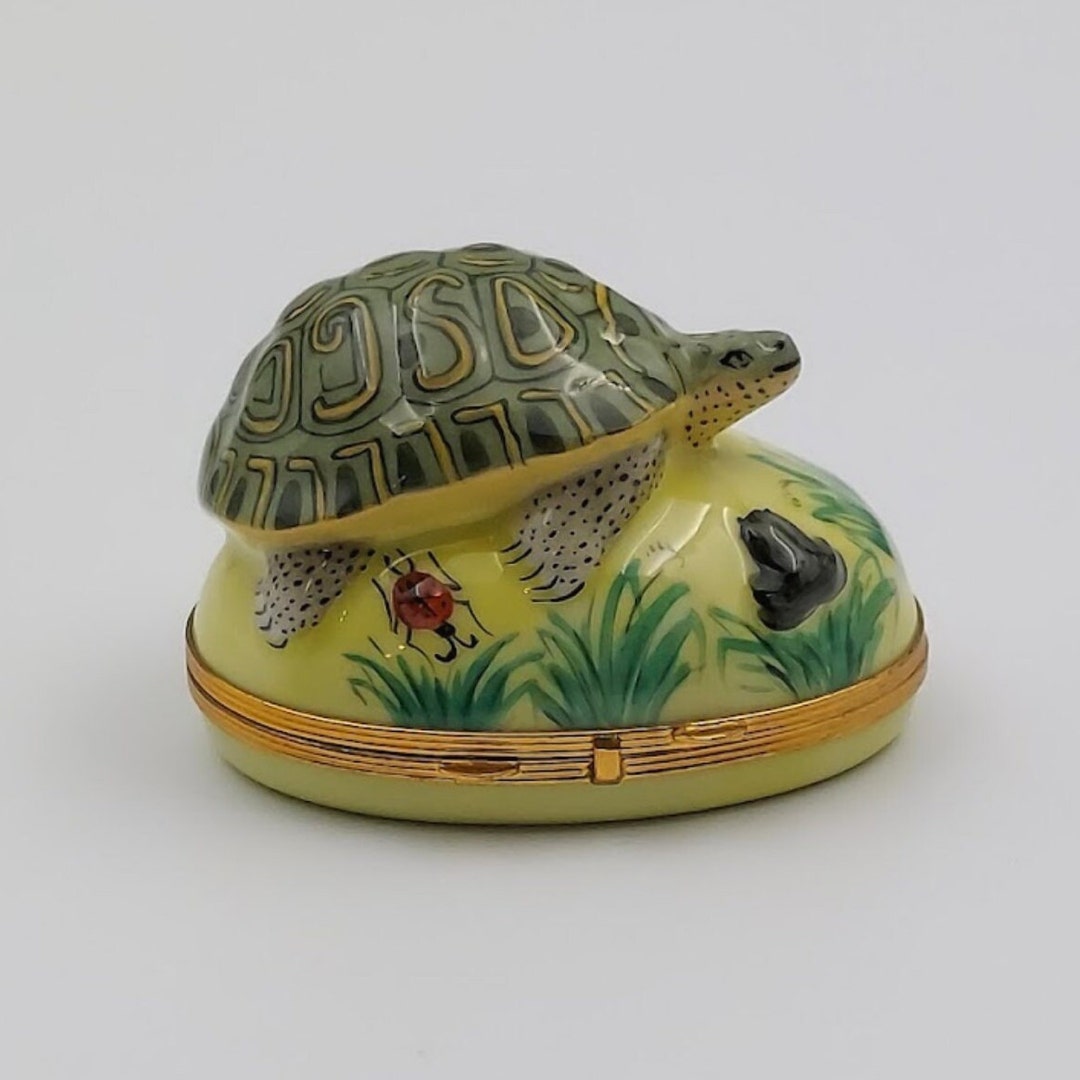 Vintage Hand-painted Limoges Turtle Pill Box_holiday Gift - Etsy