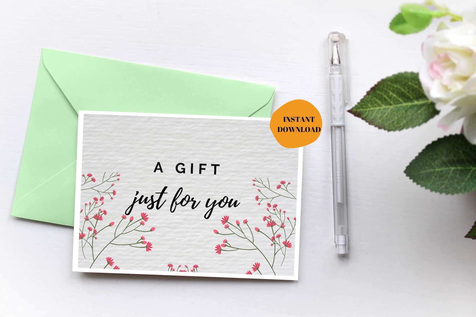 Just for you card JPG PDF A6 Instant Print Digital | Etsy
