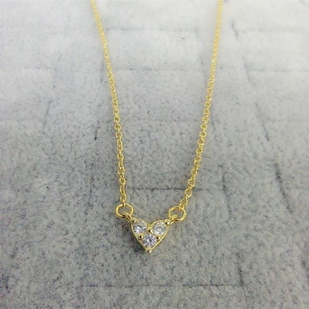 Pandora Triple Stone Heart Collier Gold Necklace 45cm - Etsy