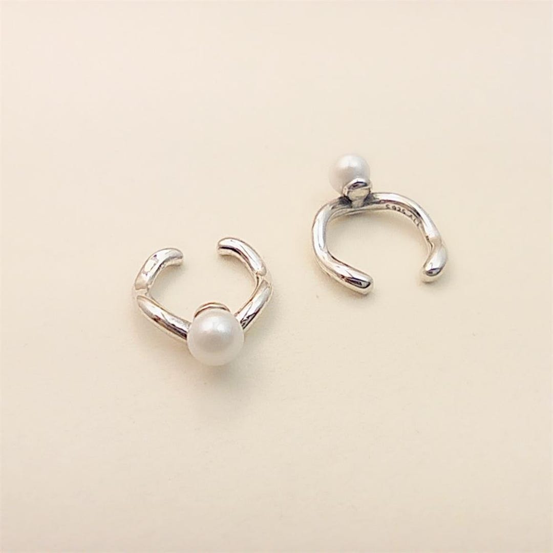 Pandora Organically Shaped Circle and Cultured Pearl Ear Cuff - Etsy