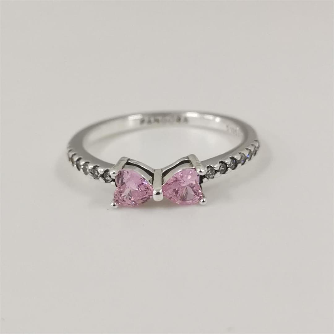 Pandora Sparkling Pink Bow Ring - Etsy