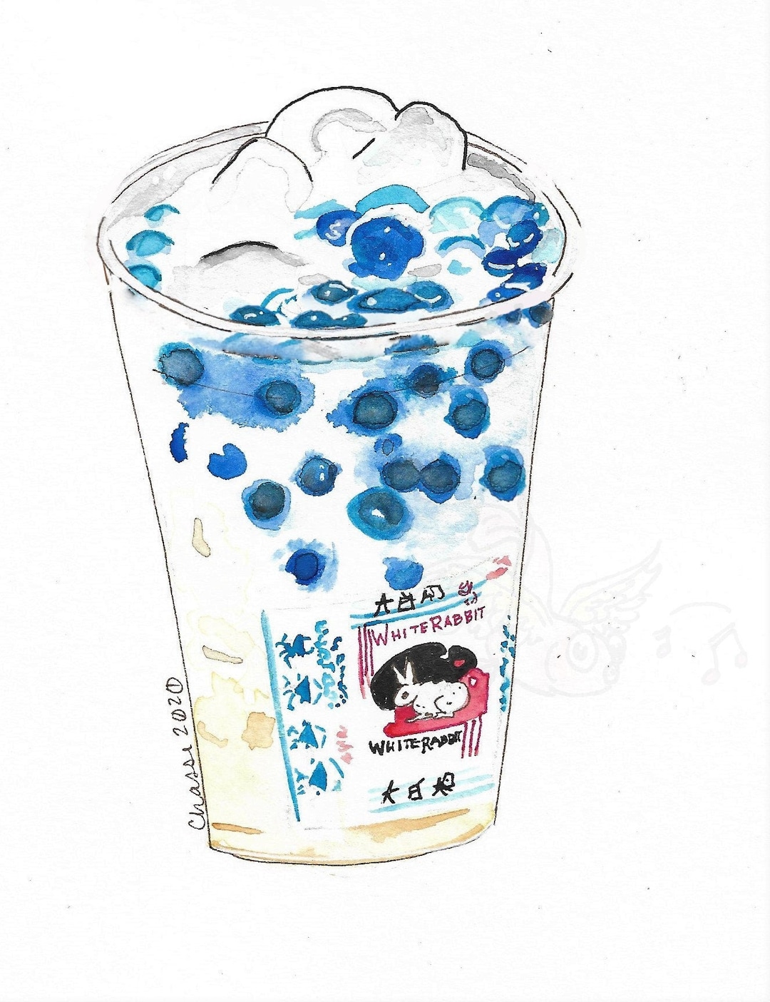 Boba Tea Sticker, White Rabbit, White Rabbit Boba Tea Sticker, Cute ...