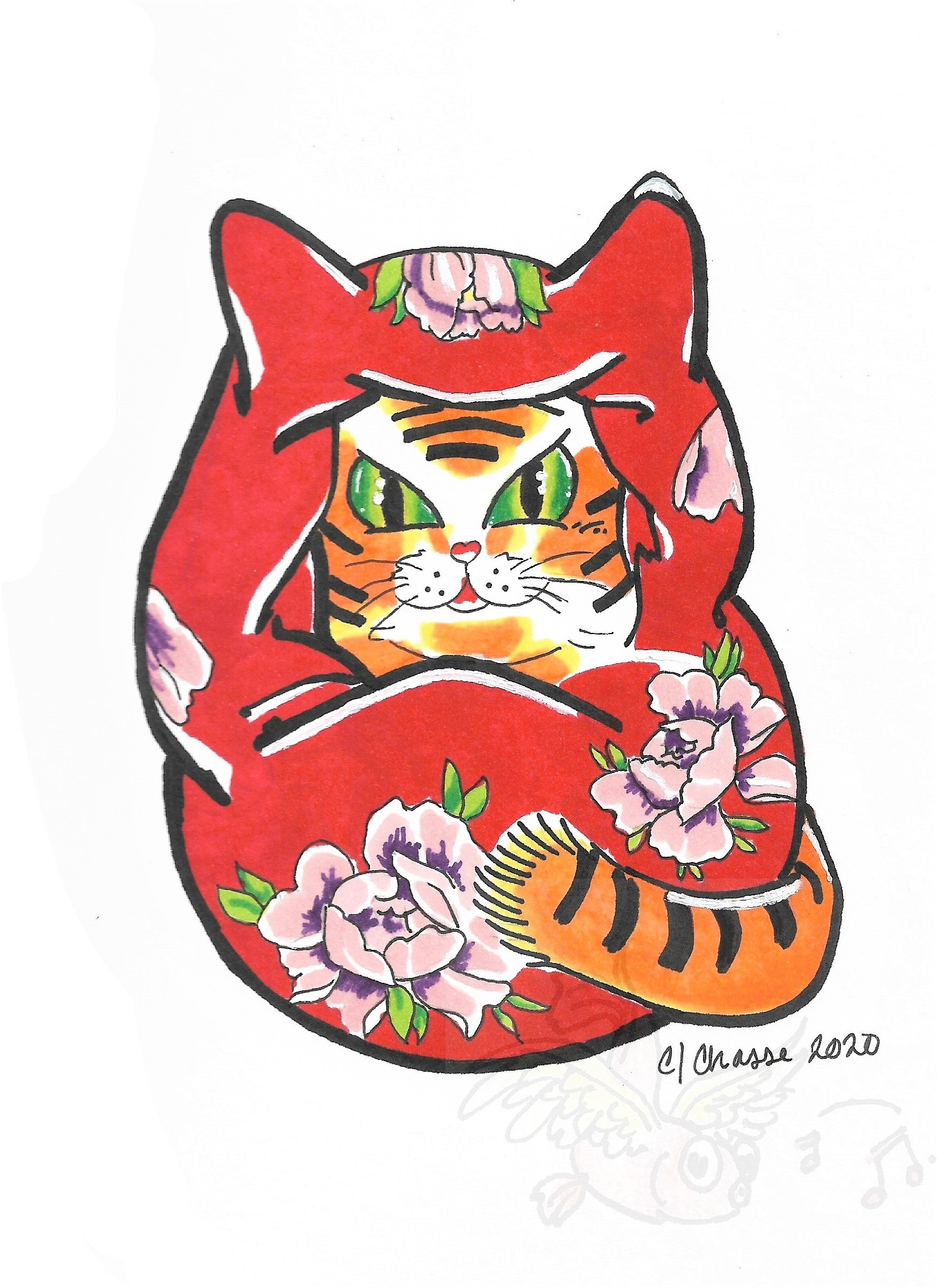 Tiger Daruma Doll, Daruma Cat, Japan, Contemporary Asian Wart, Wall ...