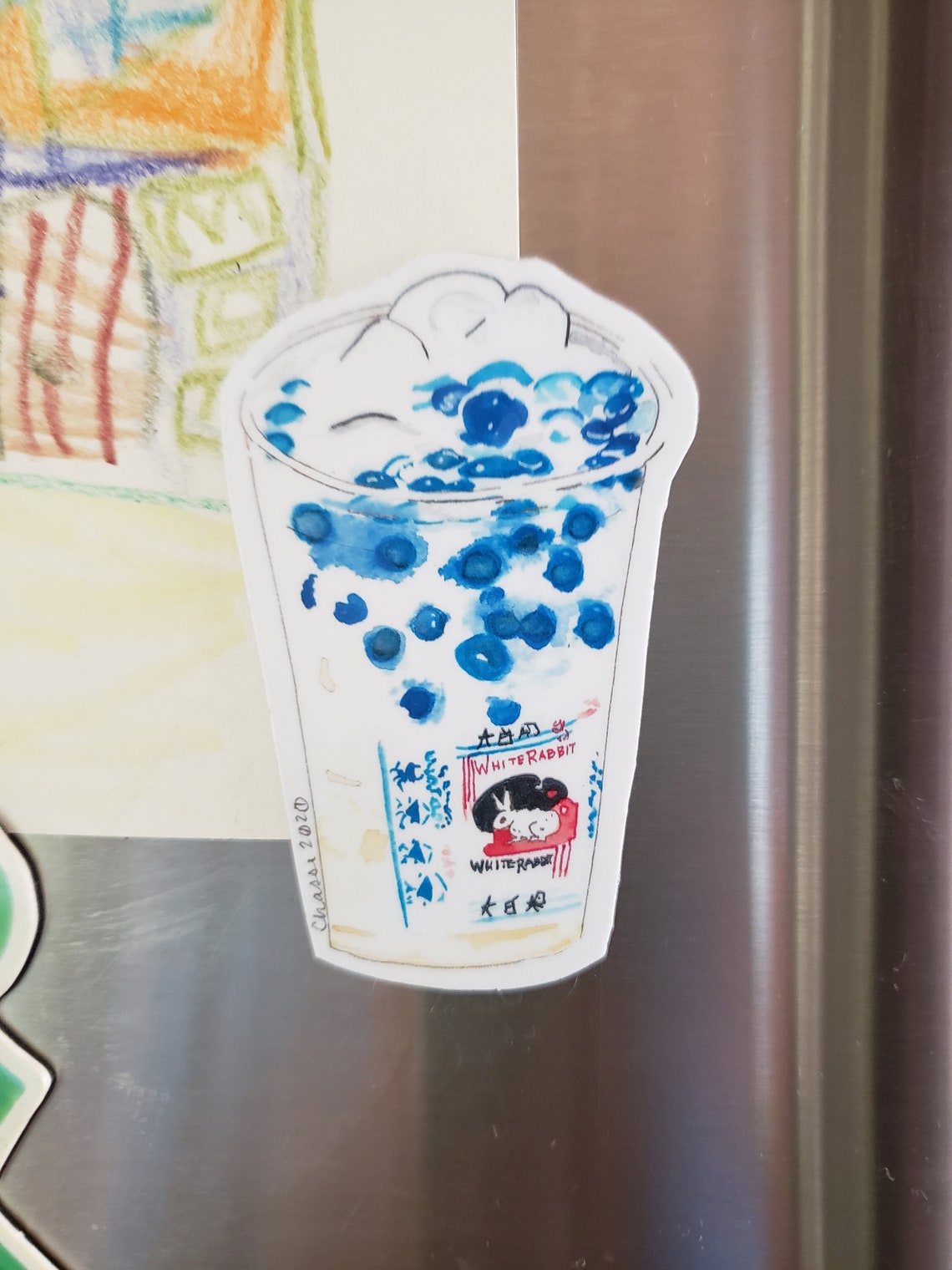 Boba Tea Magnet, White Rabbit, White Rabbit Boba Tea Magnet, Cute Boba ...