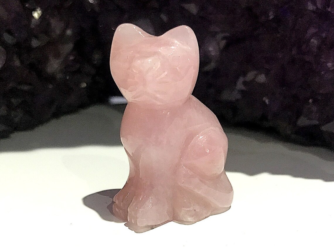 Rose Quartz Gemstone Crystal Cat Animal Figurine 2 Inches - Etsy