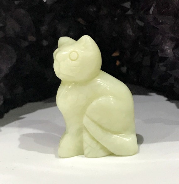 Serpentine New Jade Gemstone Crystal Cat Animal Figurine 2 - Etsy