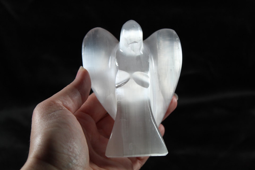 Selenite Angel Satin Spar Gemstone Crystal Figurine for Cleansing and ...