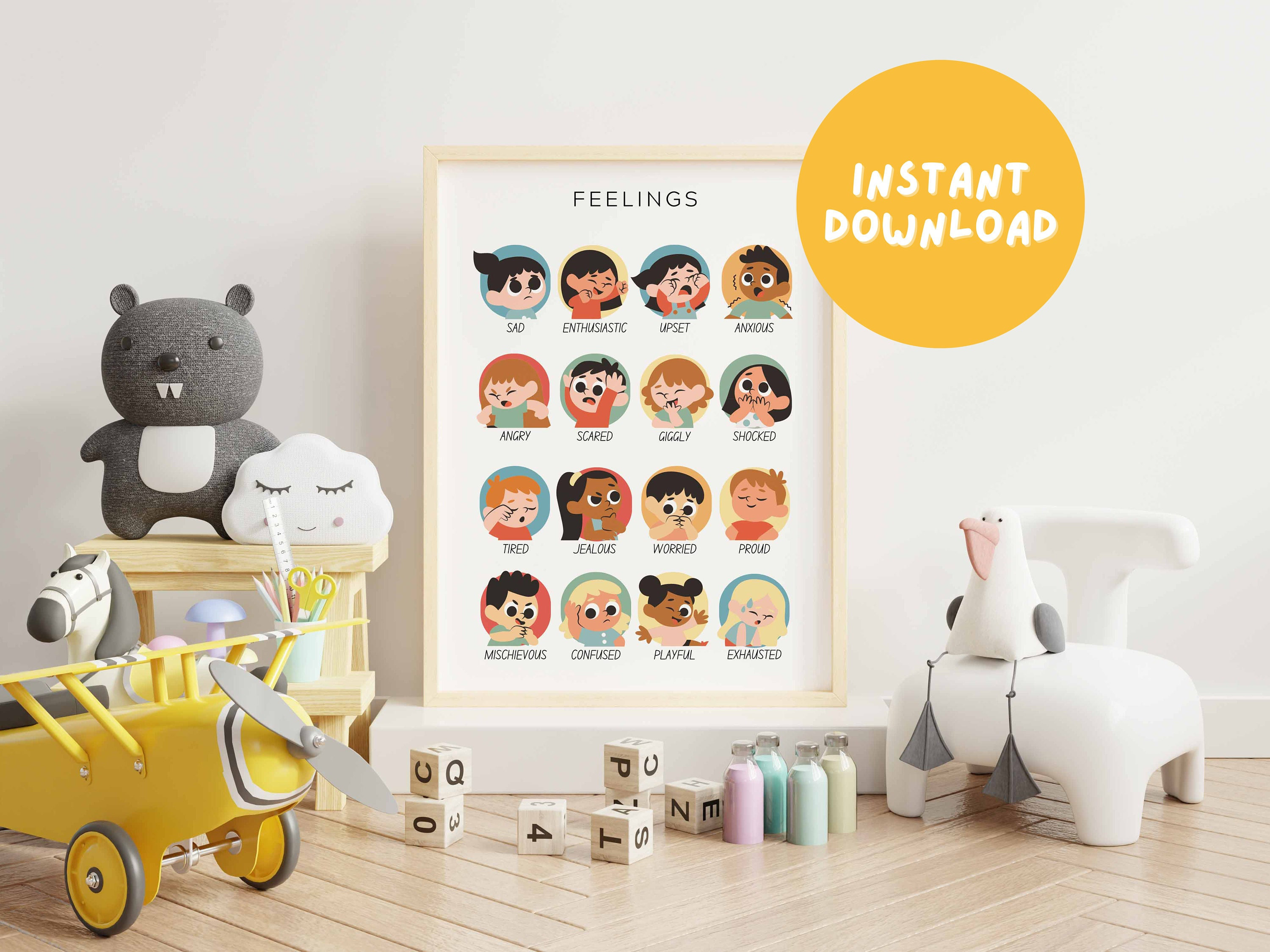 Emotions Chart for Young Children Printable for Home and School Use - Etsy