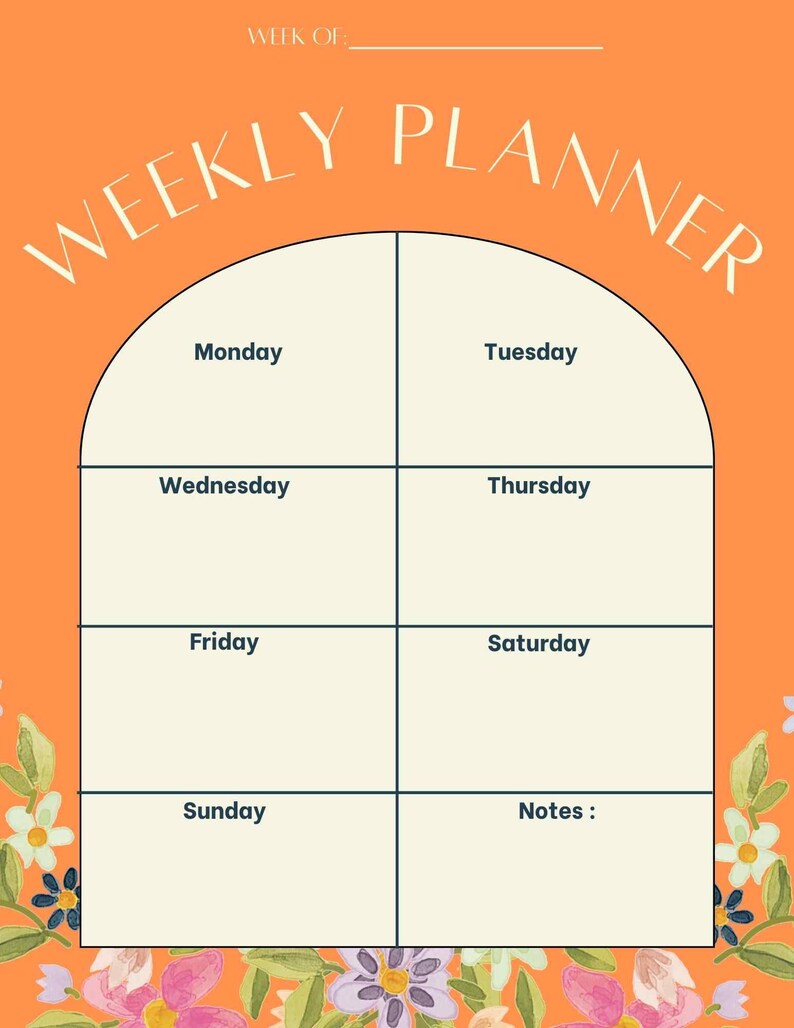 Planner - Weekly Planner Floral Design - Etsy