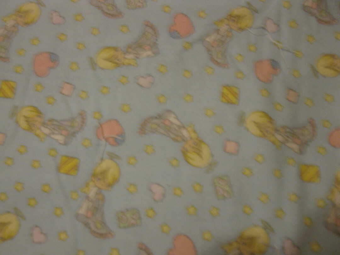 Precious Moments Baby Blanket Handmade Blue With Yellow Backing. - Etsy