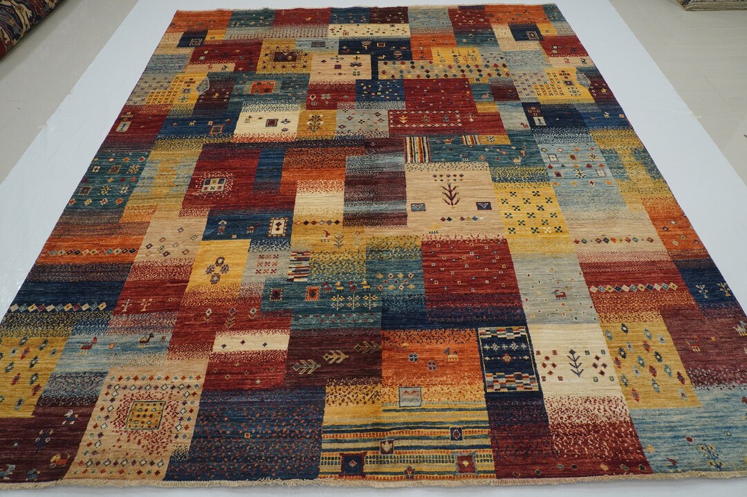 8x10 Tribal Gabbeh Area Rug Multicolor Afghan Nomadic Hand Knotted Veg ...