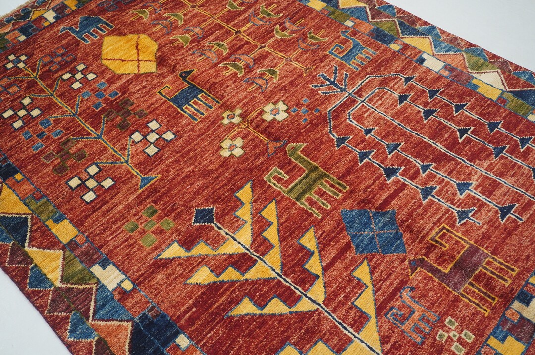 5x7 Red Gabbeh Area Rug Afghan Hand Knotted Wool Rug Bedroom Rug Rugs ...