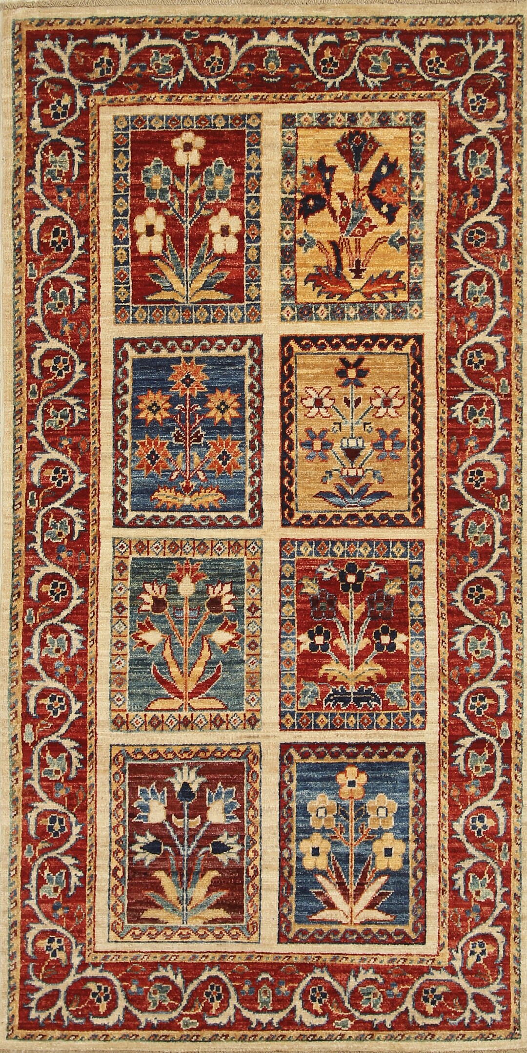 6 Ft Bakhtiyar Runner Rug Beige Vintage Persian Garden Style Hand ...