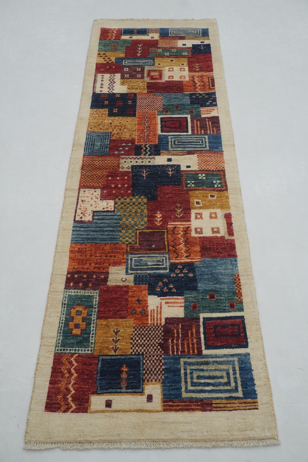 2x7 Beige Gabbeh Runner Rug - Afghan Hand Knotted Short Narrow Entryway ...