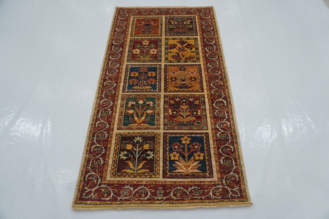 3x6 Beige Bakhtiyar Runner Rug - Afghan Persian Garden Style Hand ...
