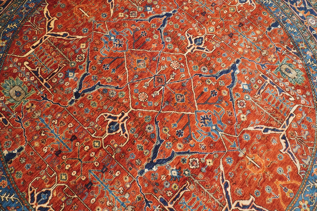 9x9 Red Oriental Round Rug Bidjar Persian Style Hand Knotted Veg Dye ...