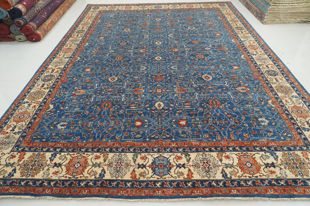 12x16 Blue Bidjar Area Rug Persian Style Afghan Hand Knotted Wool ...