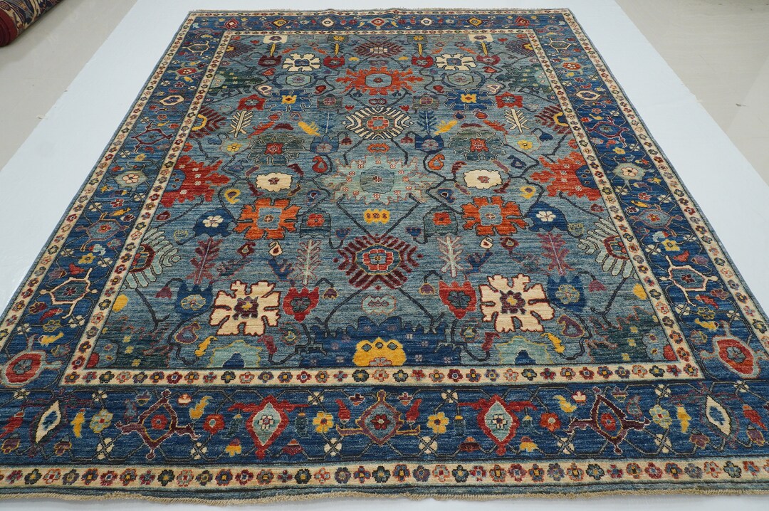 8x10 Blue Bidjar Rug Afghan Persian Style Hand Knotted Dye Wool ...