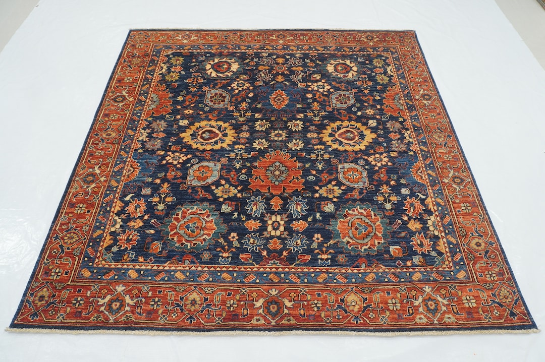 6x6 Navy Blue Bidjar Square Area Rug - Persian Style Afghan Hand ...