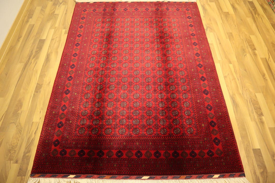 5x7 Red Bokara Belgic Area Rug - Super High Quality Afghan Handmade Veg ...
