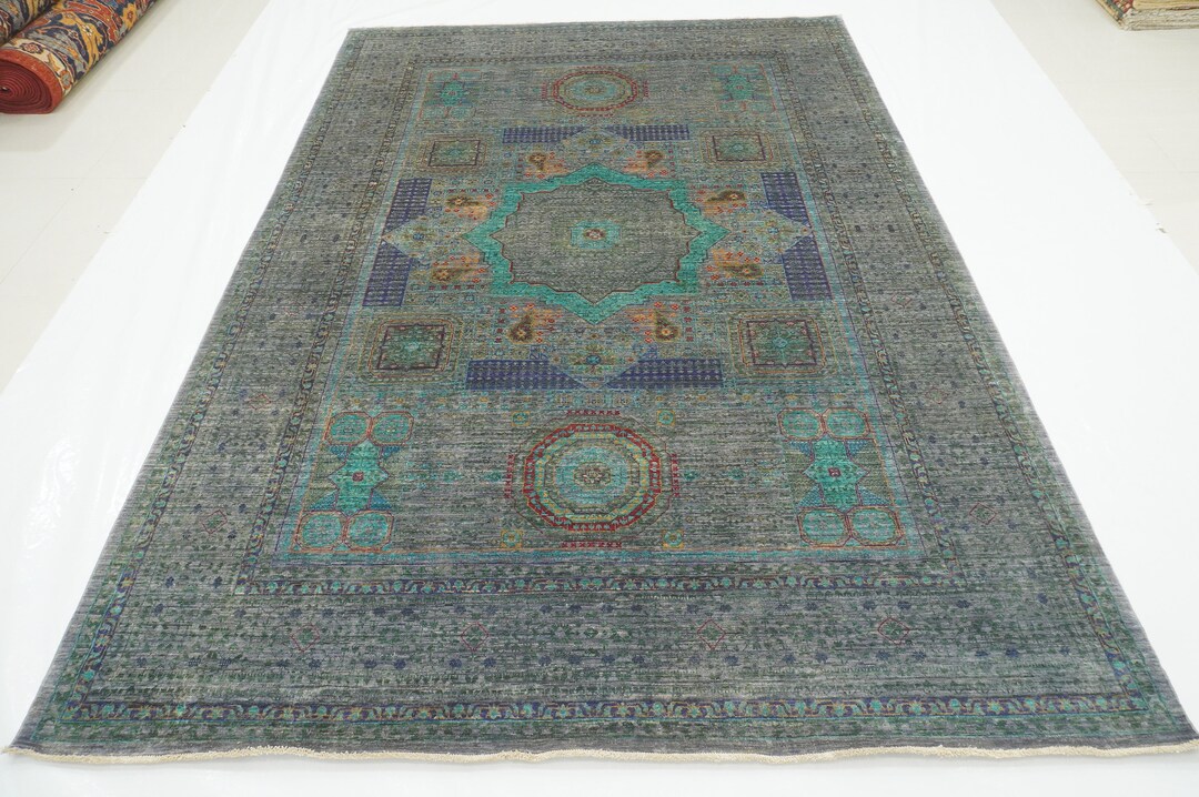 7x10 Blueish Gray Mamluk Area Rug - Fine Mamluk Hand Knotted Veg Dye ...