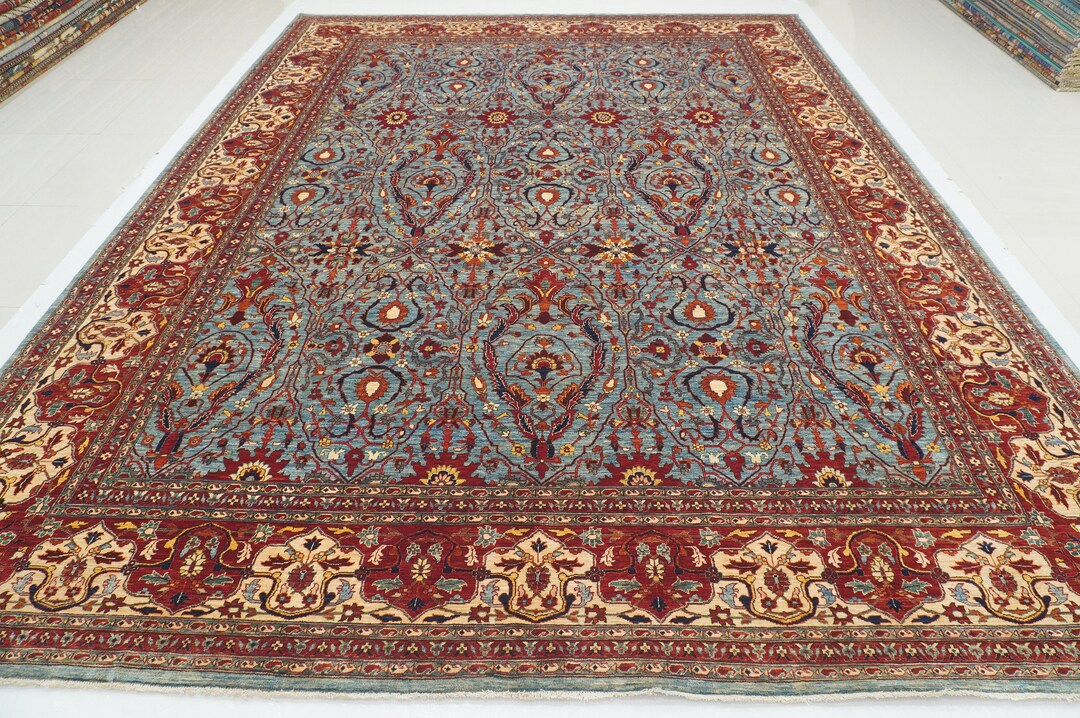 10x13 Blue Afghan Farahan Rug - Super Fine Quality Hand Knotted Wool ...