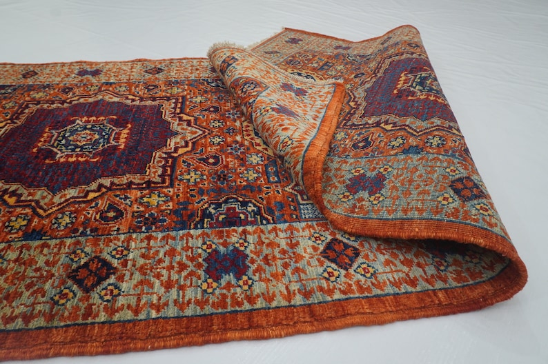 Mamluk Runner Rug: Rusty Orange Hand-knotted Wool Entryway Rug (2x5) - Etsy