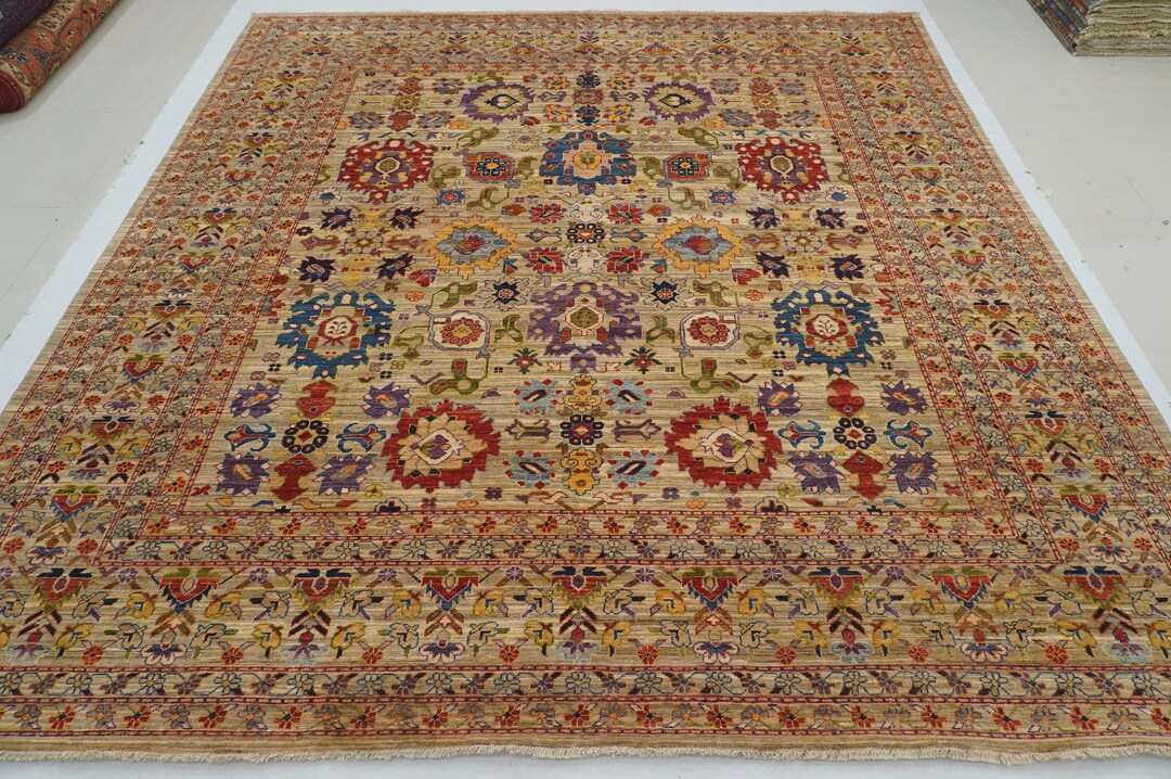 10x10 Taupe Beige Bidjar Square Area Rug Afghan Hand Knotted Wool Large ...