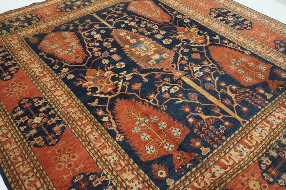 1960's Antique Gabbeh Tree Area Rug 8x10 Navy Blue | Etsy