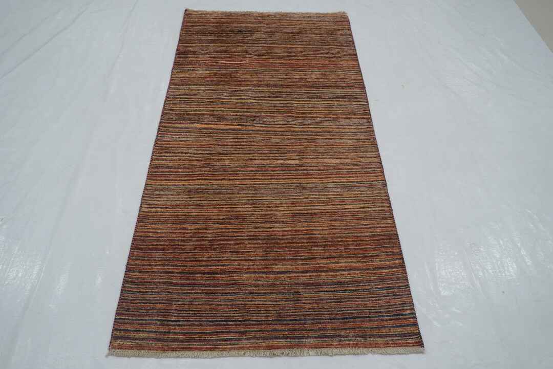 3x6 Striped Gabbeh Rug - Afghan Hand Knotted Veg Dyes Wool Modern Area ...