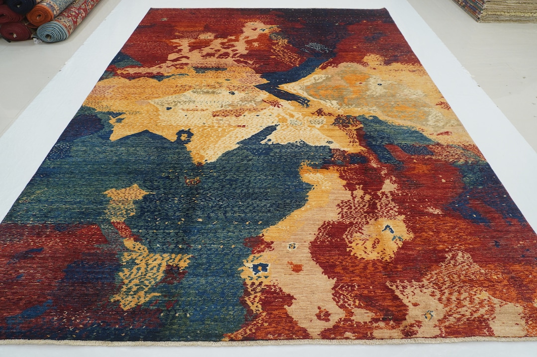 8x11 Multicolor Modern Abstract Rug - Afghan Hand Knotted Veg Dyes Wool ...