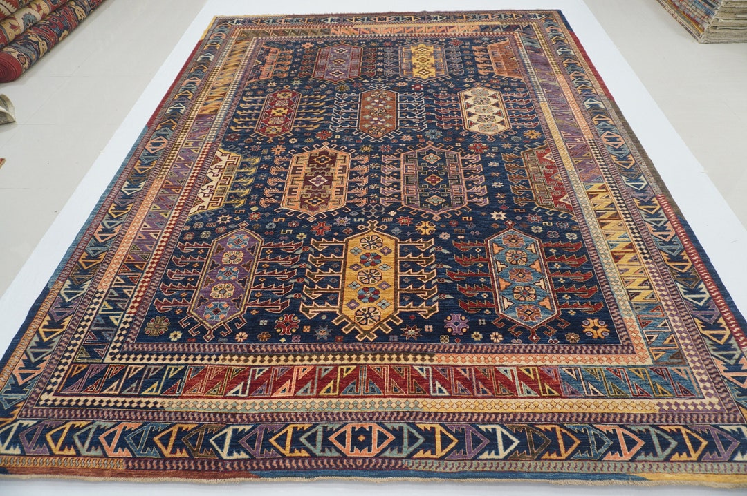 9x12 Baluch Area Rug - Navy Blue Afghan Hand Knotted Veg Dyes Wool Boho ...