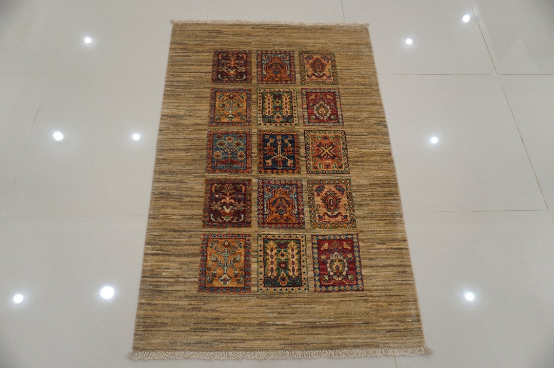 Gray 3x4 Bakhtiar Rug Afghan Oriental Hand Knotted Wool Rug Bathroom ...