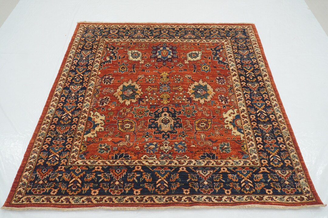 6x6 Rusty Red Square Bidjar Area Rug - Afghan Hand Knotted Veg Dye Wool ...