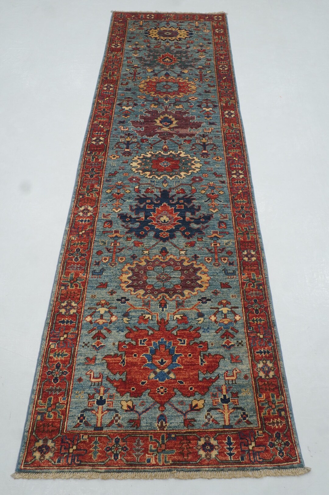 10 Ft Blue Bidjar Runner Rug - Afghan Hand Knotted Veg Dyes Wool ...